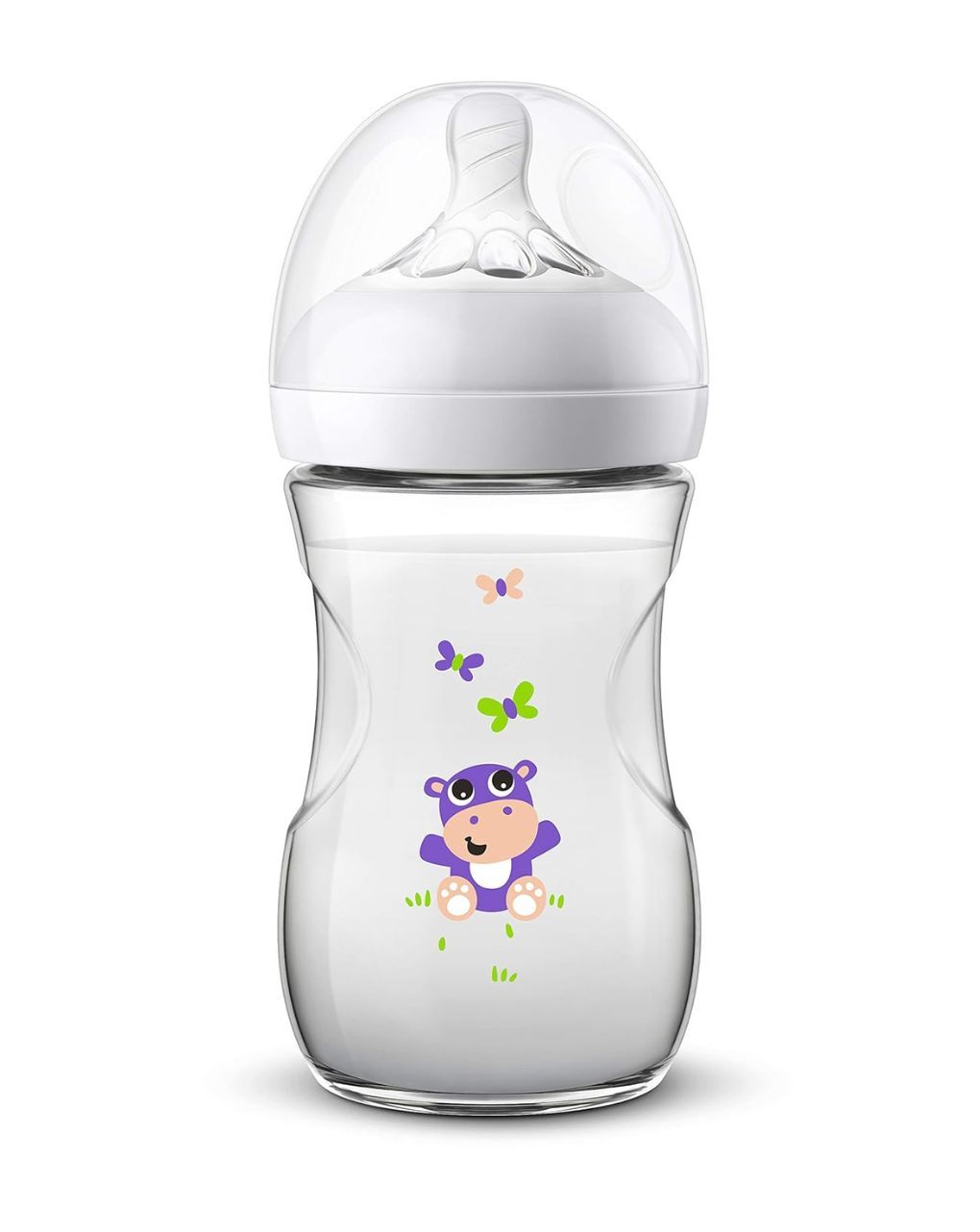 Philips Avent Πλαστικό Μπιμπερό Natural 260ml 1m+ Hippo SCF070/22 ...